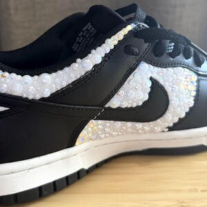 Custom Nike Dunk Low Pearl Crystal Sneakers | Rhinestone Nike Shoes ...