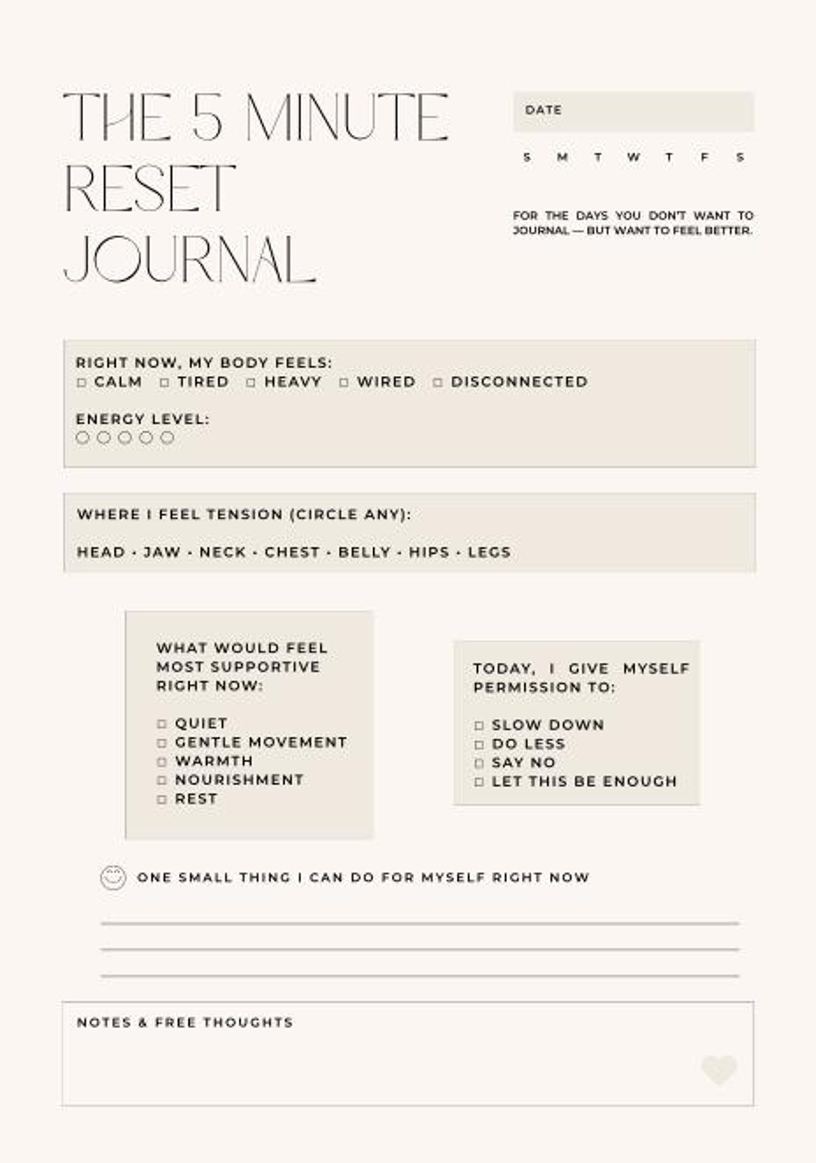 The 5 Minute Reset Journal - Etsy