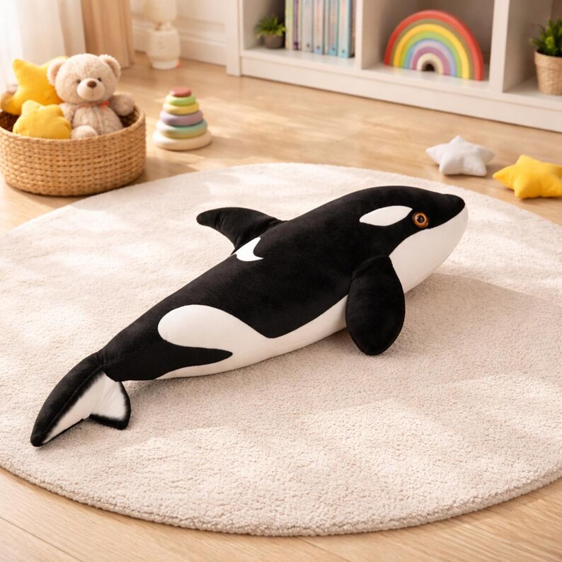 Realistic Orca Whale Plush Toy, Soft Stuffed Sea Animal Pillow Doll - Etsy