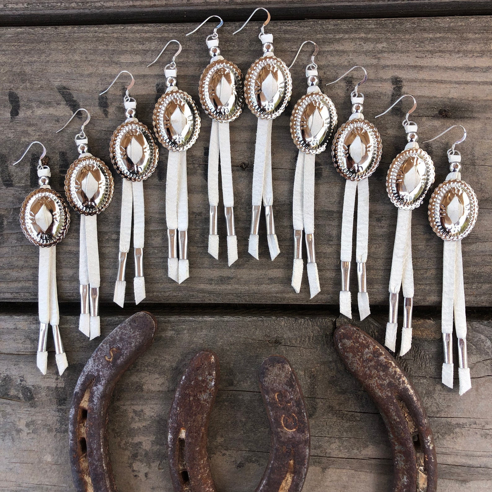 Rodeo Queen Handcrafted Leather Concho Earrings - Etsy