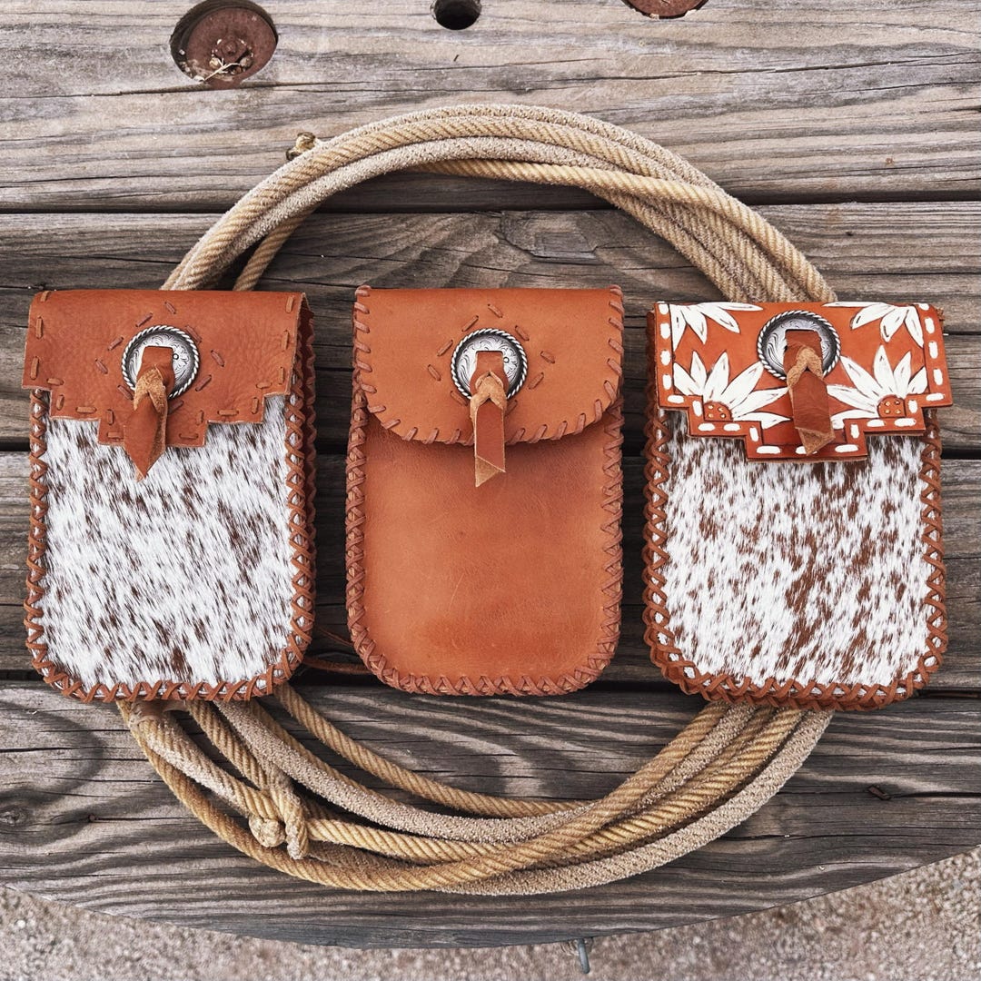 Roper Cowhide Saddle Cinch Pouch - Etsy