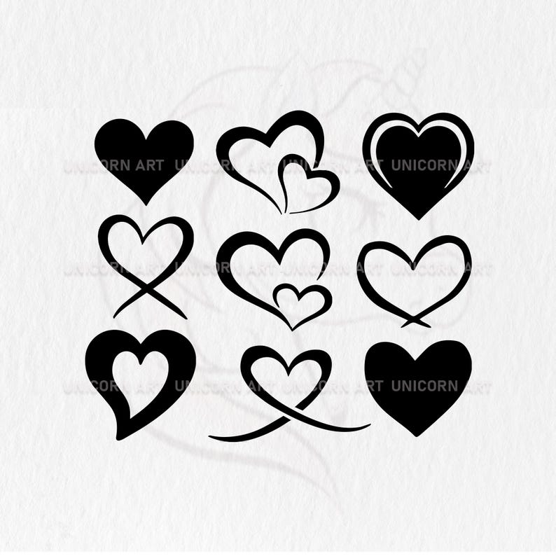 Heart Shapes SVG PNG Bundle, Valentines Gift Designs, Cricut, Digital ...