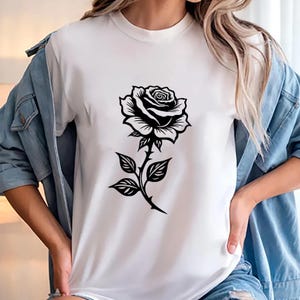 Rozenbloem SVG PNG: enkele roos botanisch ontwerp - Cricut silhouet ...