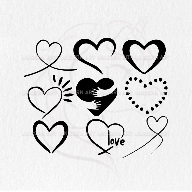 Heart Shapes SVG PNG Bundle, Valentines Gift Designs, Cricut, Digital ...