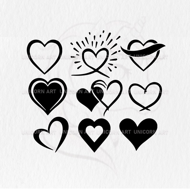 Heart Shapes SVG PNG Bundle, Valentines Gift Designs, Cricut, Digital ...