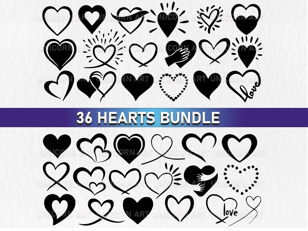 Heart Shapes SVG PNG Bundle, Valentines Gift Designs, Cricut, Digital ...