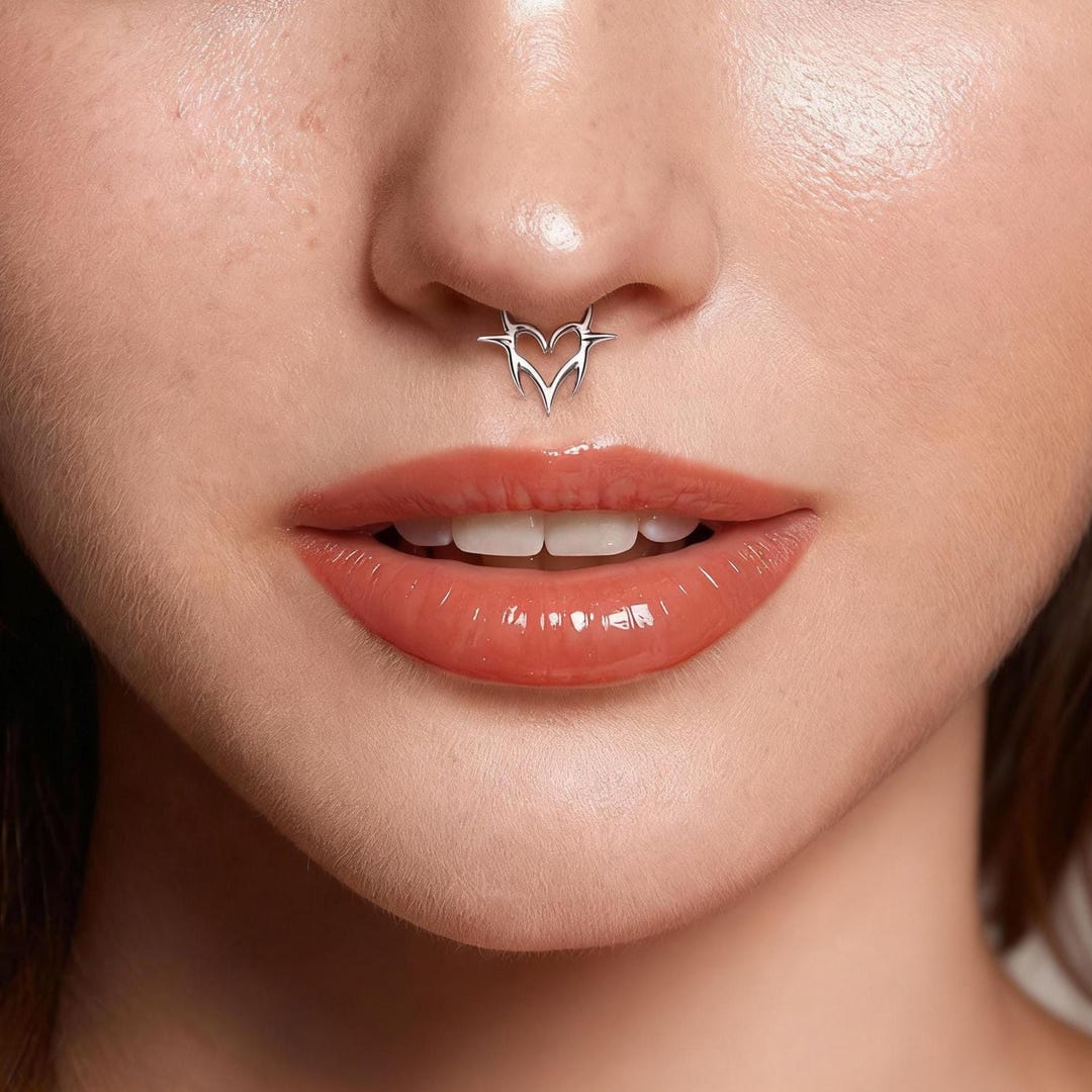 G23 Titanium Heart Septum Ring With Clicker – 16G Piercing Jewelry for ...