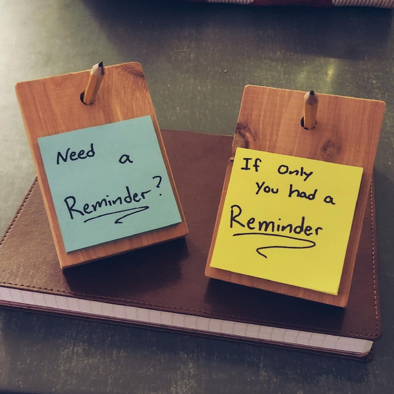 Handmade Wooden Sticky Note Holder With Pencil Prop Stand | Unique Desk ...