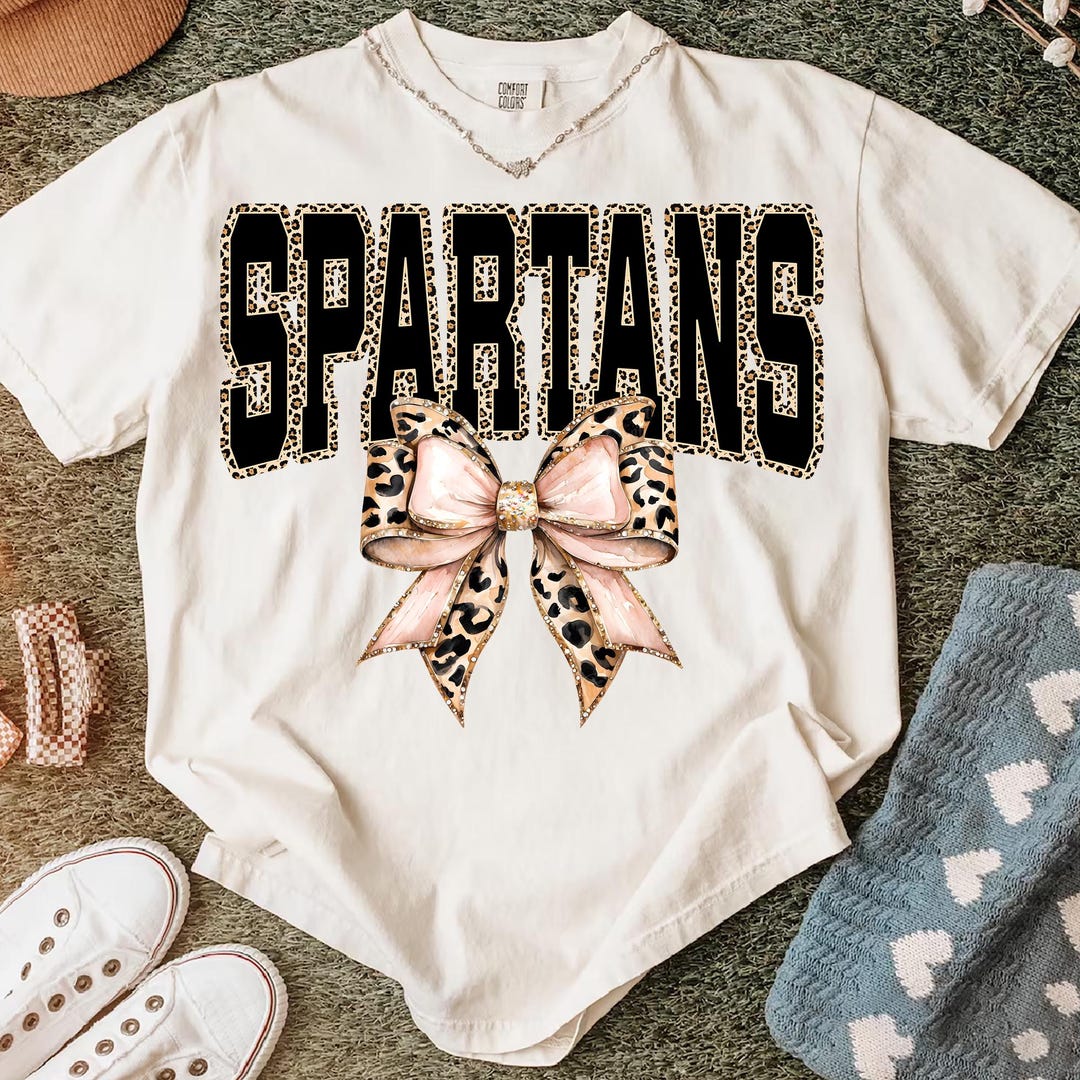 Spartans Mascot PNG, Leopard Coquette Bow PNG, Team Spirit Design ...