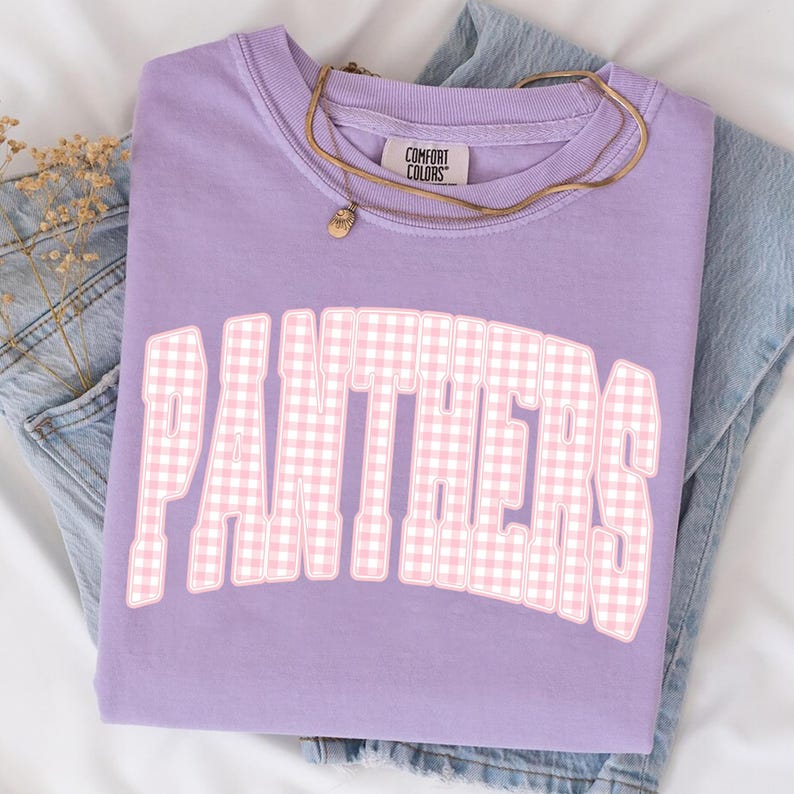 Panthers PNG, Pink Gingham Panthers Mascot, Preppy Varsity Panthers ...