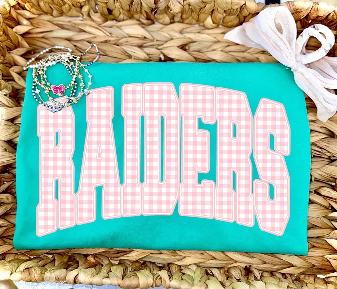 Raiders PNG, Pink Gingham Raiders Mascot, Preppy Varsity Raiders ...