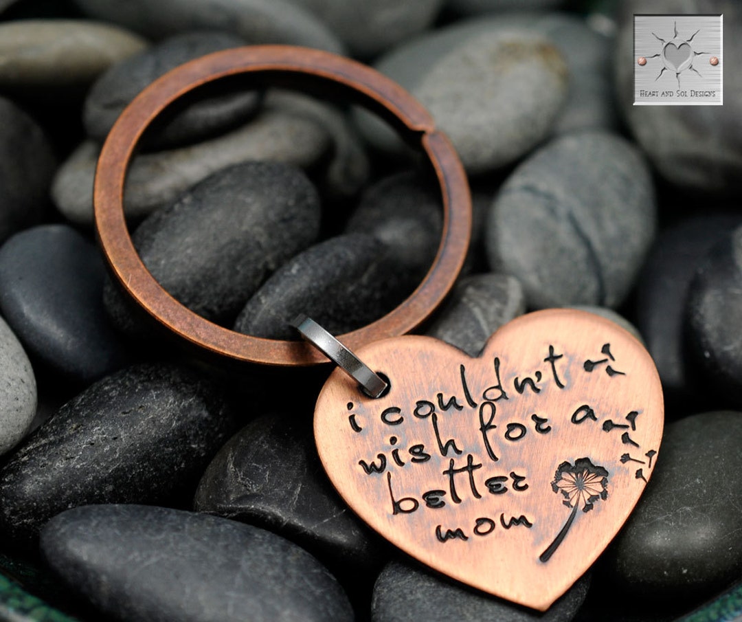 Hand Stamped Key Chain Mom Gift Keychain for Mom I Couldn't Wish for A ...