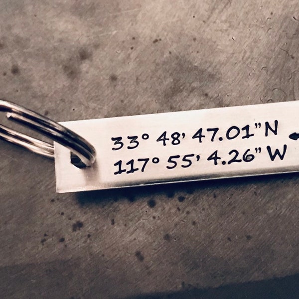 Coordinates Keychain - Etsy