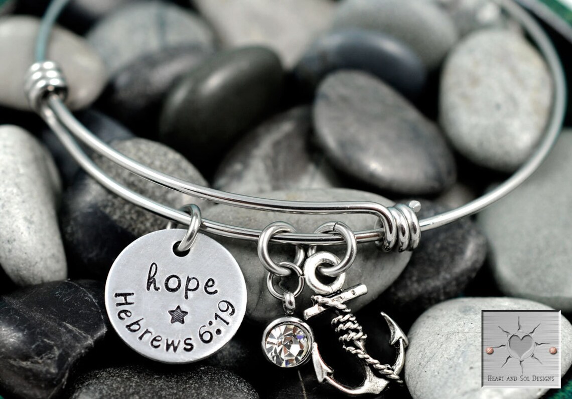 Expandable Wire Bangle Charm Bracelet Hand Stamped Jewelry - Etsy