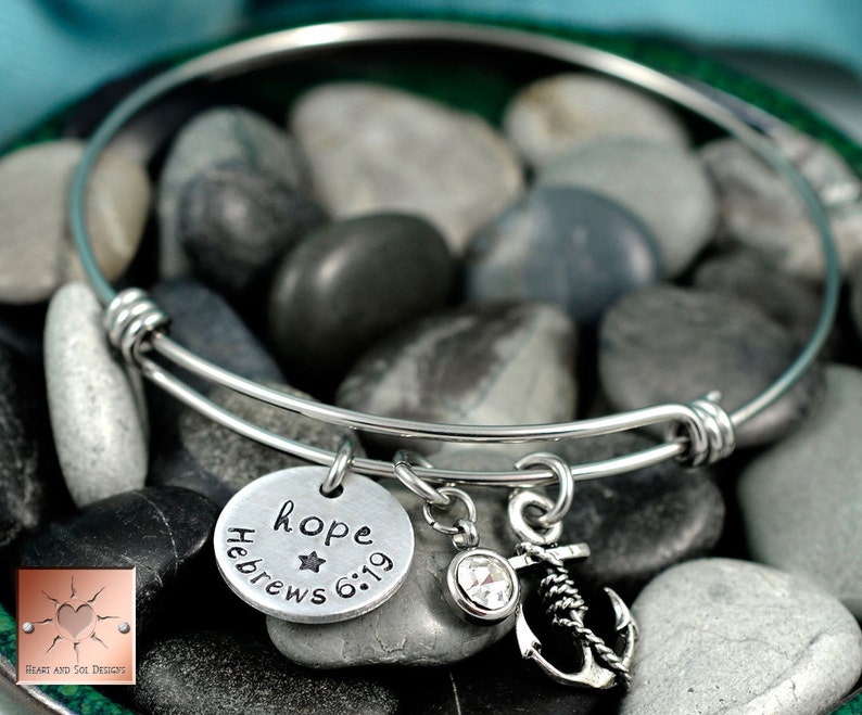 Expandable Wire Bangle Charm Bracelet Hand Stamped Jewelry - Etsy