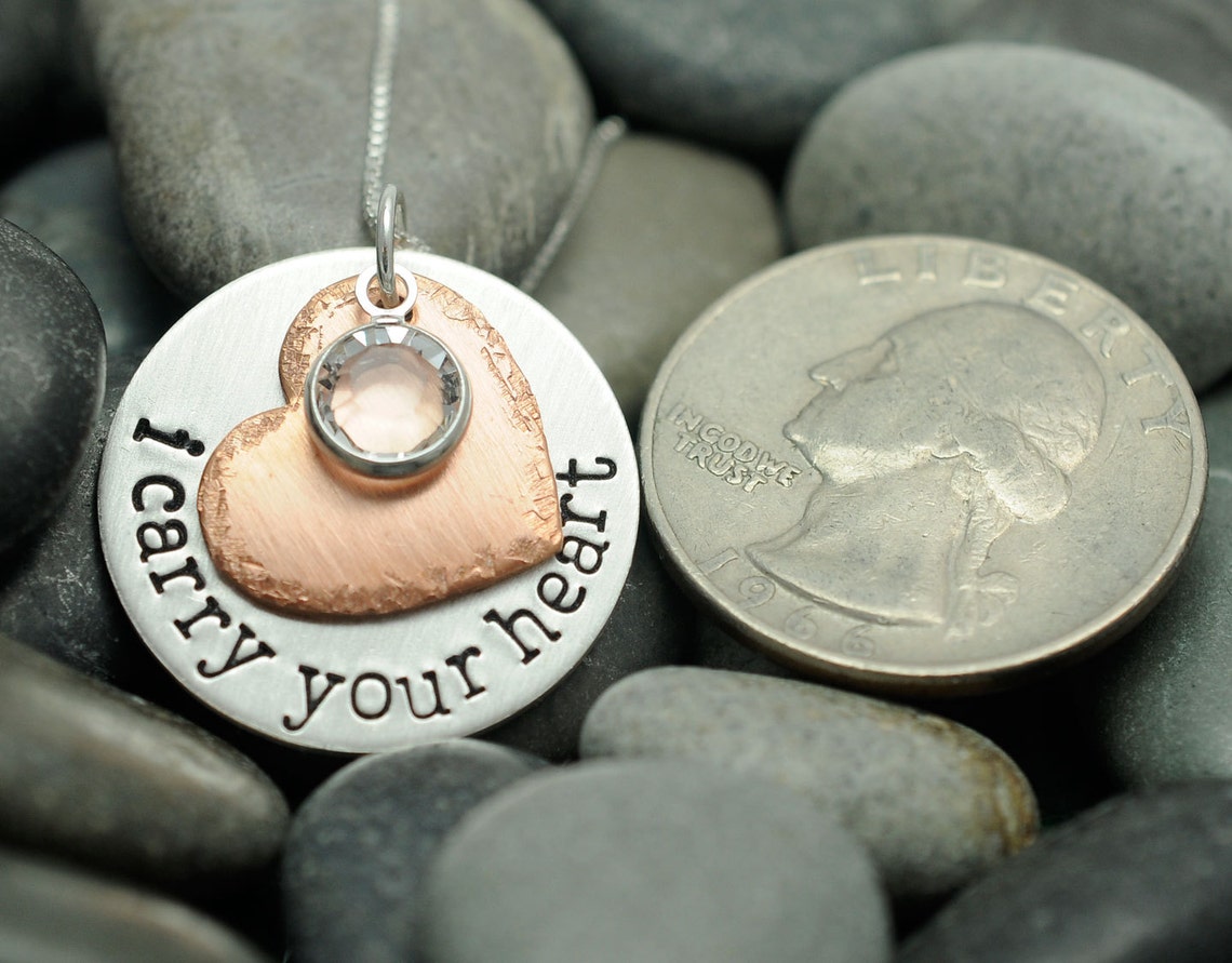 I Carry Your Heart Hand Stamped Necklace Copper Heart - Etsy