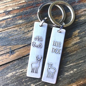 Couples Gift Keychain Set Anniversary Gift His and Hers Gifts His Doe ...