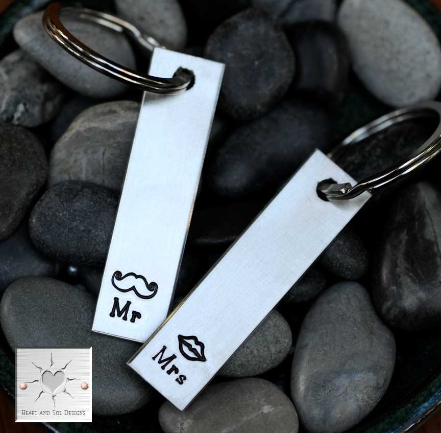 Personalized Keychains Mr and Mrs Key Chains Custom Hand | Etsy