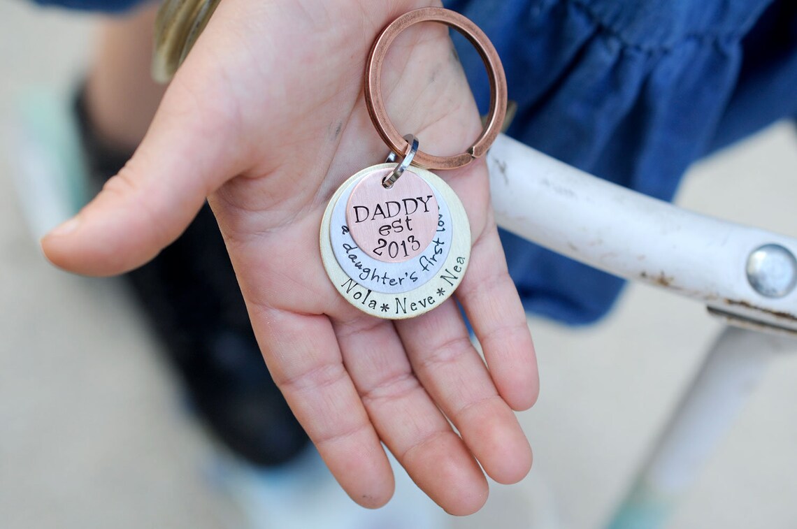 Fathers Day Gift Dad Keychain Custom Mixed Metal Keychain | Etsy