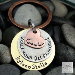Custom Grandma Key Chain Great Moms Get Promoted Mixed Metal Keychain ...