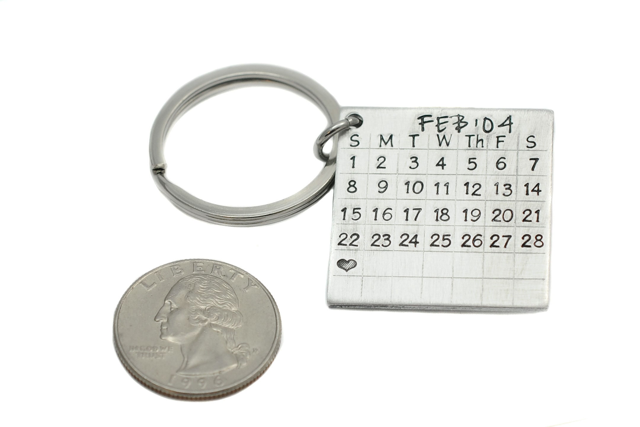 Calendar Keychain Personalized Keychain Hand Stamped Gift | Etsy