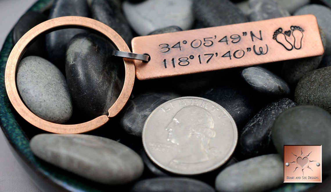 Personalized Keychain Latitude and Longitude Key Chain GPS | Etsy
