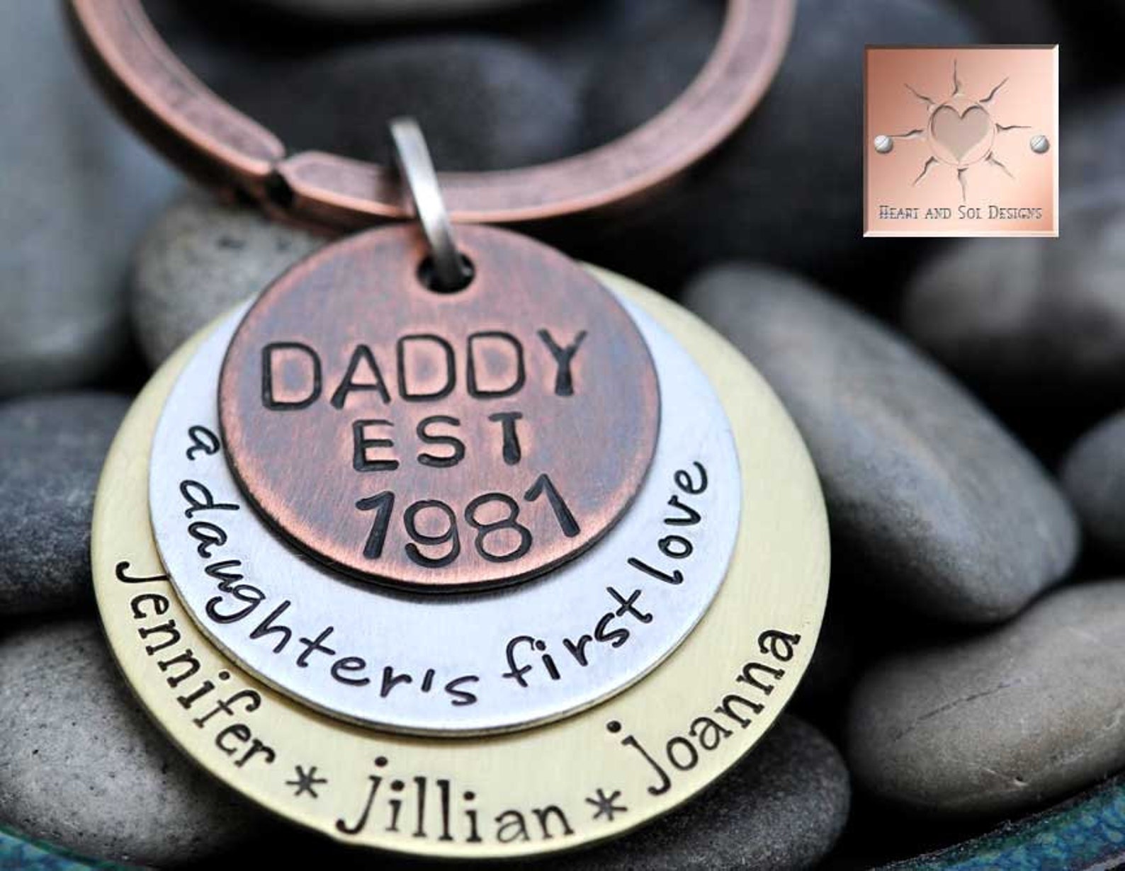 Fathers Day Gift Dad Keychain Custom Mixed Metal Keychain | Etsy