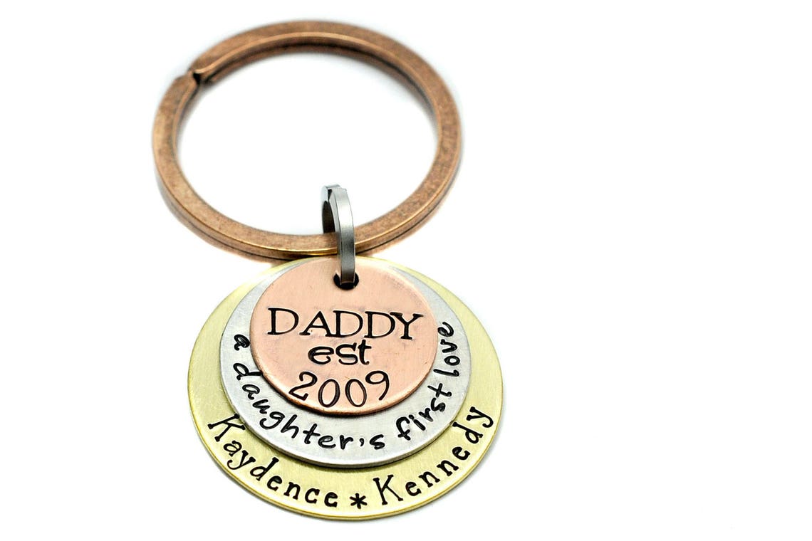 Fathers Day Gift Dad Keychain Custom Mixed Metal Keychain | Etsy