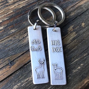 Couples Gift Keychain Set Anniversary Gift His and Hers Gifts His Doe ...