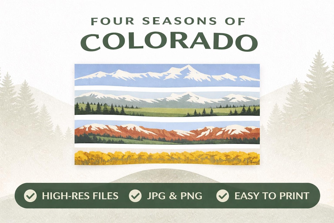 Four Seasons of Colorado Printable Wall Art | Mountain Landscape ...