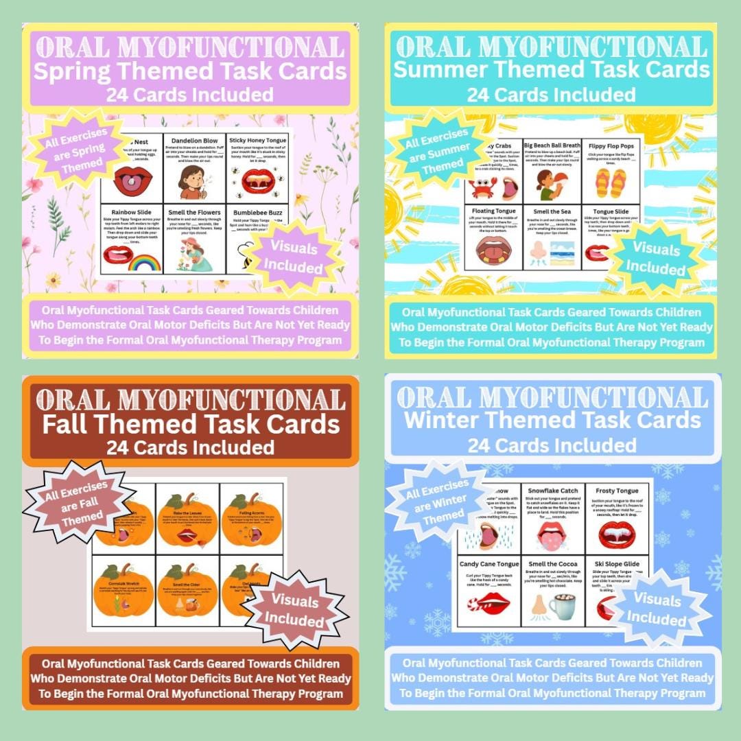 Oral Motor Exercise Cards | Myofunctional Therapy, Speech (digital ...