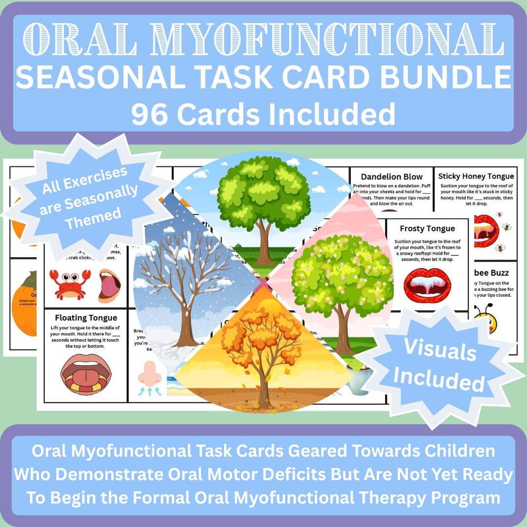 Oral Motor Exercise Cards | Myofunctional Therapy, Speech (digital ...