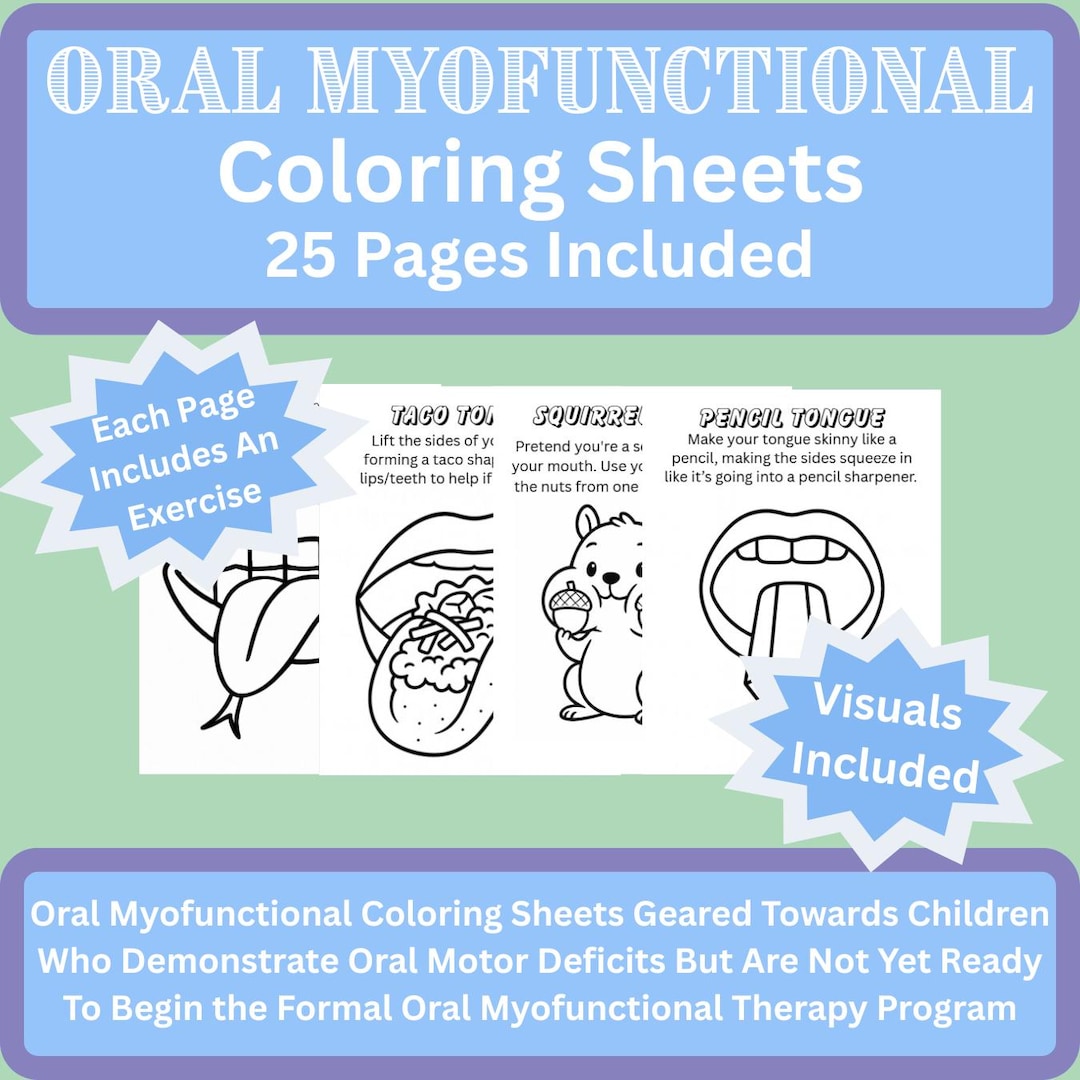 Oral Myofunctional Coloring Sheets | Play-based Oral Motor Activities ...