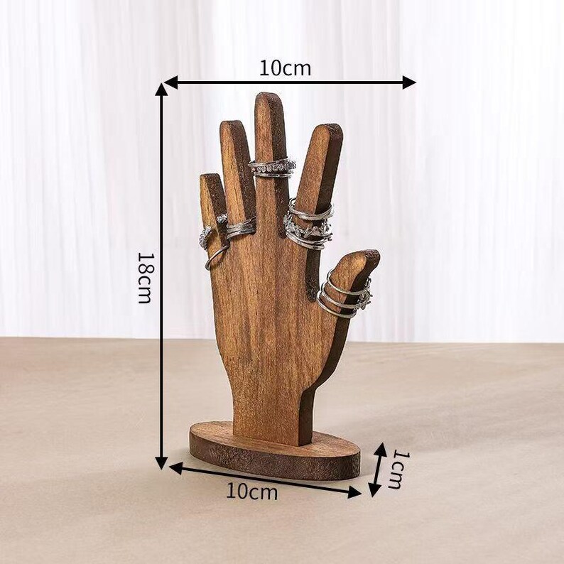 Wooden Hand Ring Holder – Jewelry Display Stand for Rings and ...