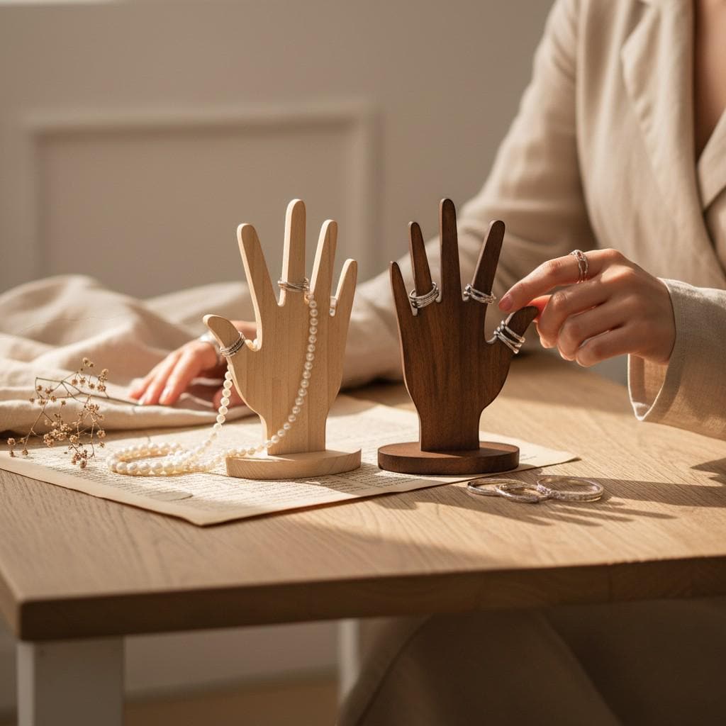Wooden Hand Ring Holder – Jewelry Display Stand for Rings and ...