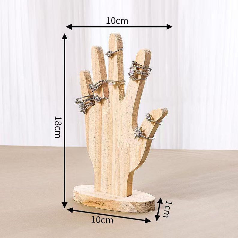 Wooden Hand Ring Holder – Jewelry Display Stand for Rings and ...