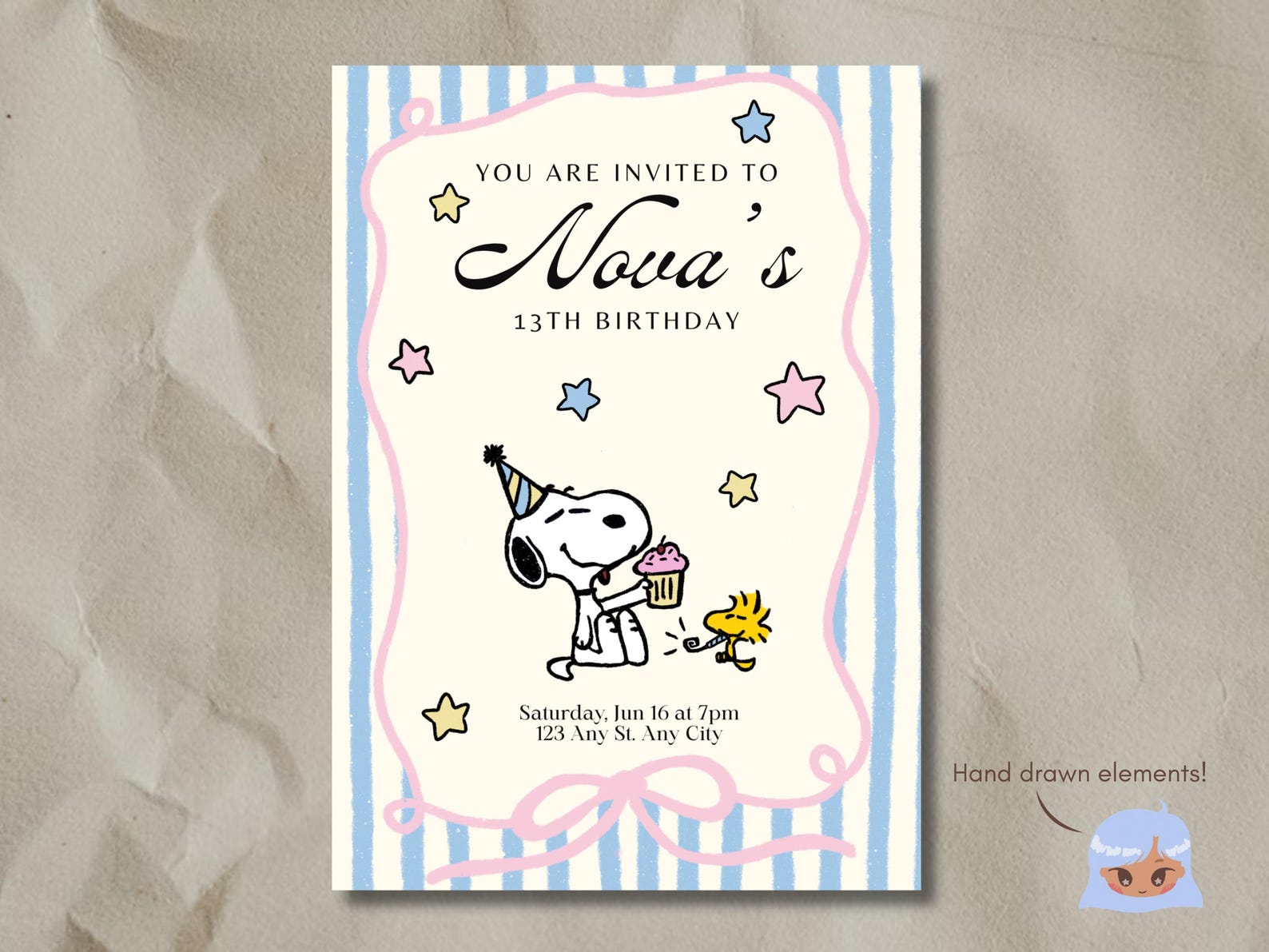 Hand-drawn Snoopy Birthday Invitation Template - Etsy