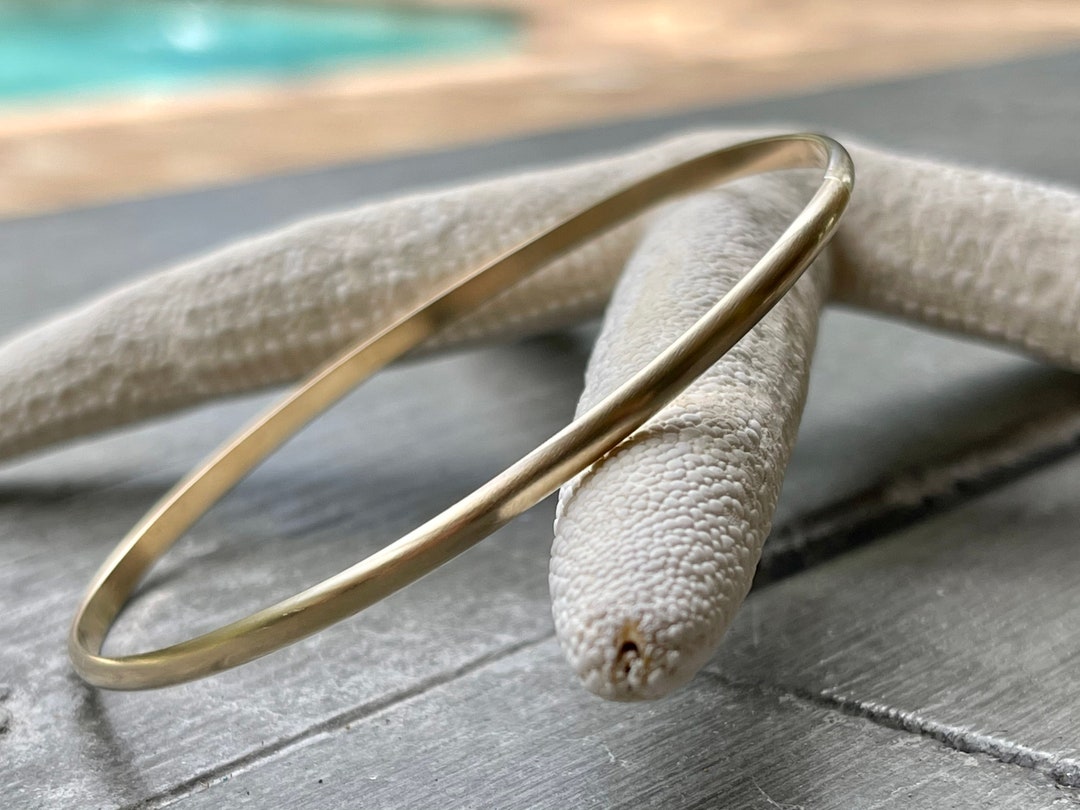 Minimalist Yellow Gold Bangle, 8 Gauge Half-round - Etsy