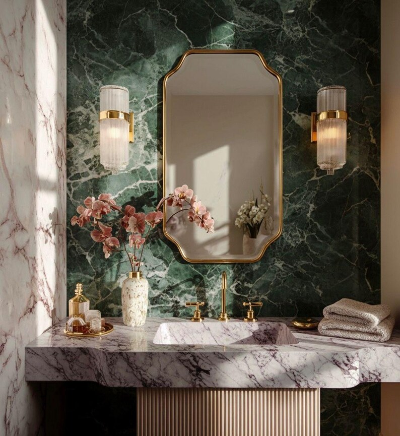 Hand-finished Artisan Brass Mirror | Custom Ornate Scalloped Vanity ...