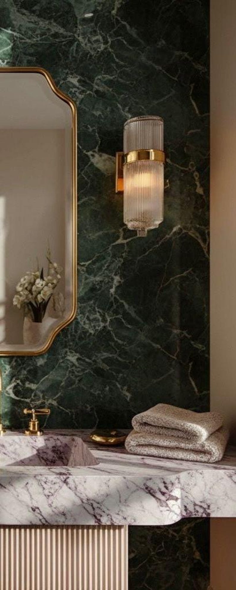 Hand-finished Artisan Brass Mirror | Custom Ornate Scalloped Vanity ...