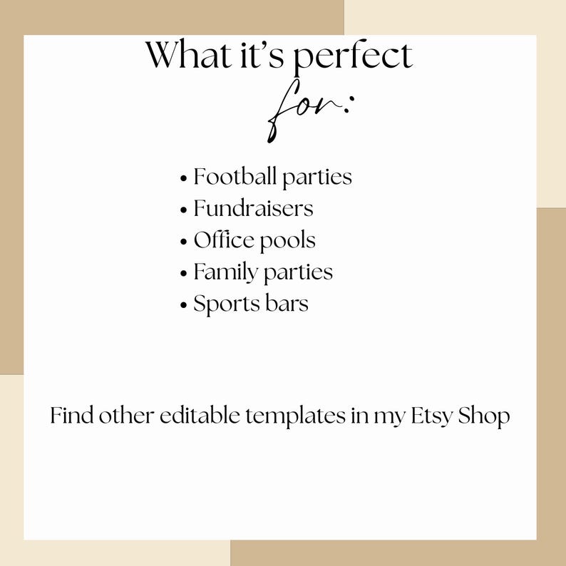 Super Bowl Squares Templates Bundle, Editable Football Pool Game ...