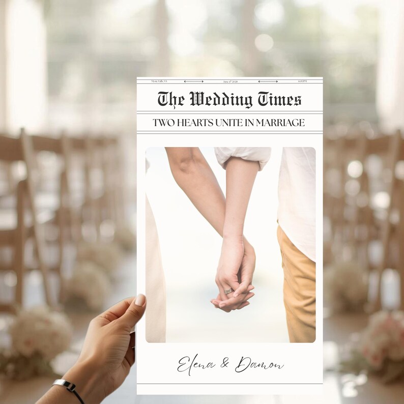 Editable Wedding Newspaper Template, Canva Wedding Program (digital ...