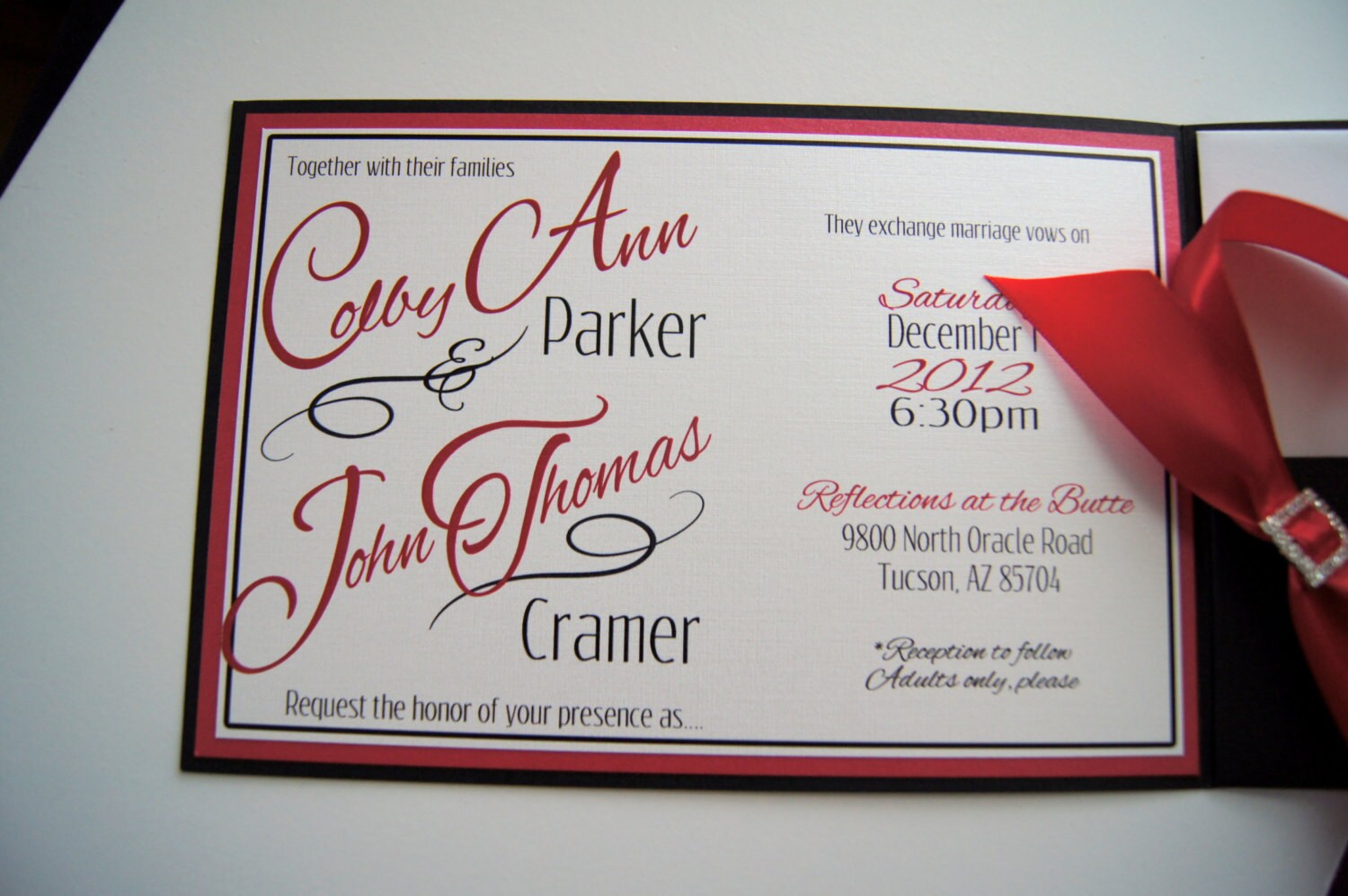 Colby's Custom Red and Black Pocket Wedding Invitation - SAMPLE - Etsy