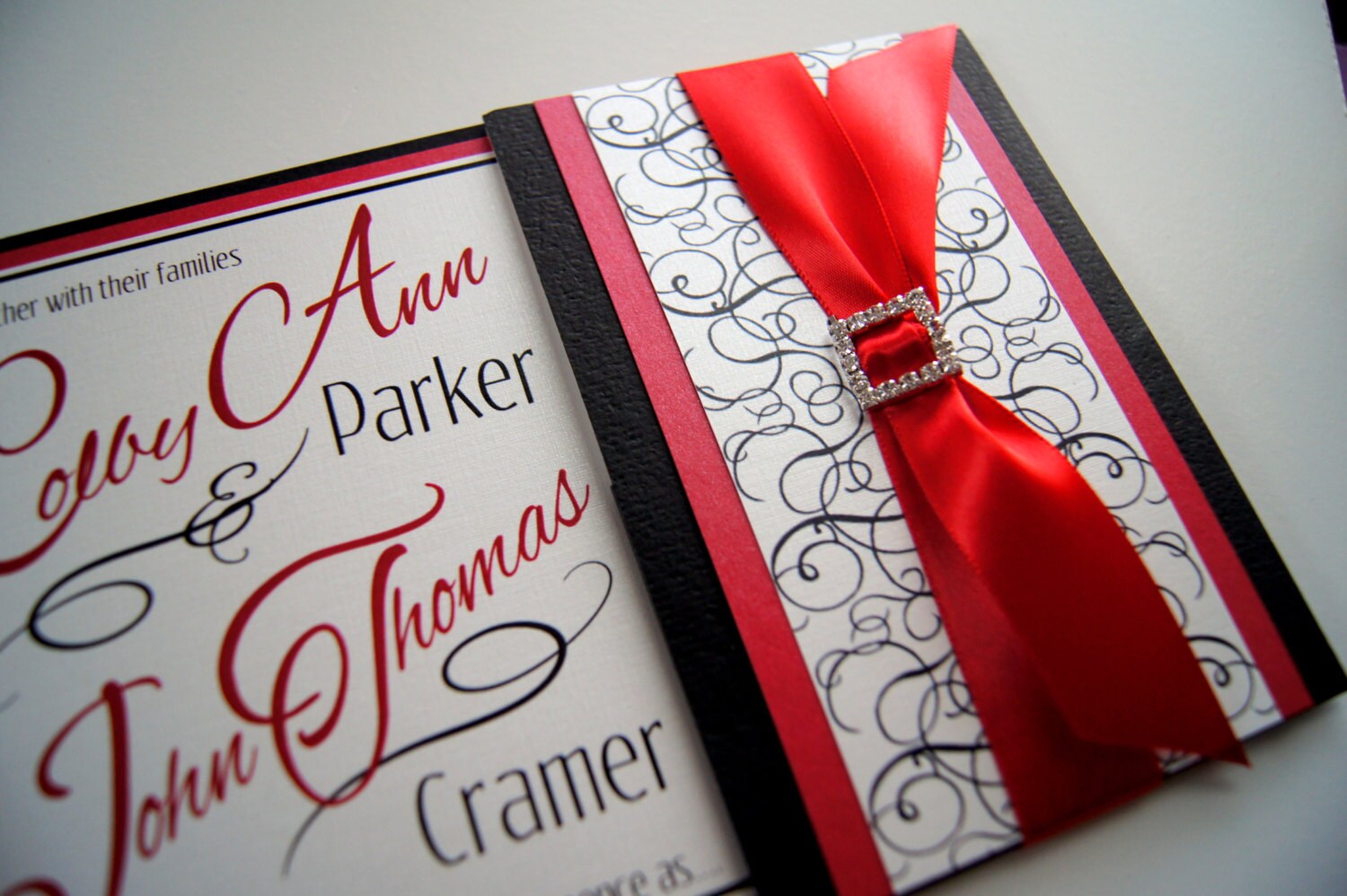 Colby's Custom Red and Black Pocket Wedding Invitation - SAMPLE - Etsy