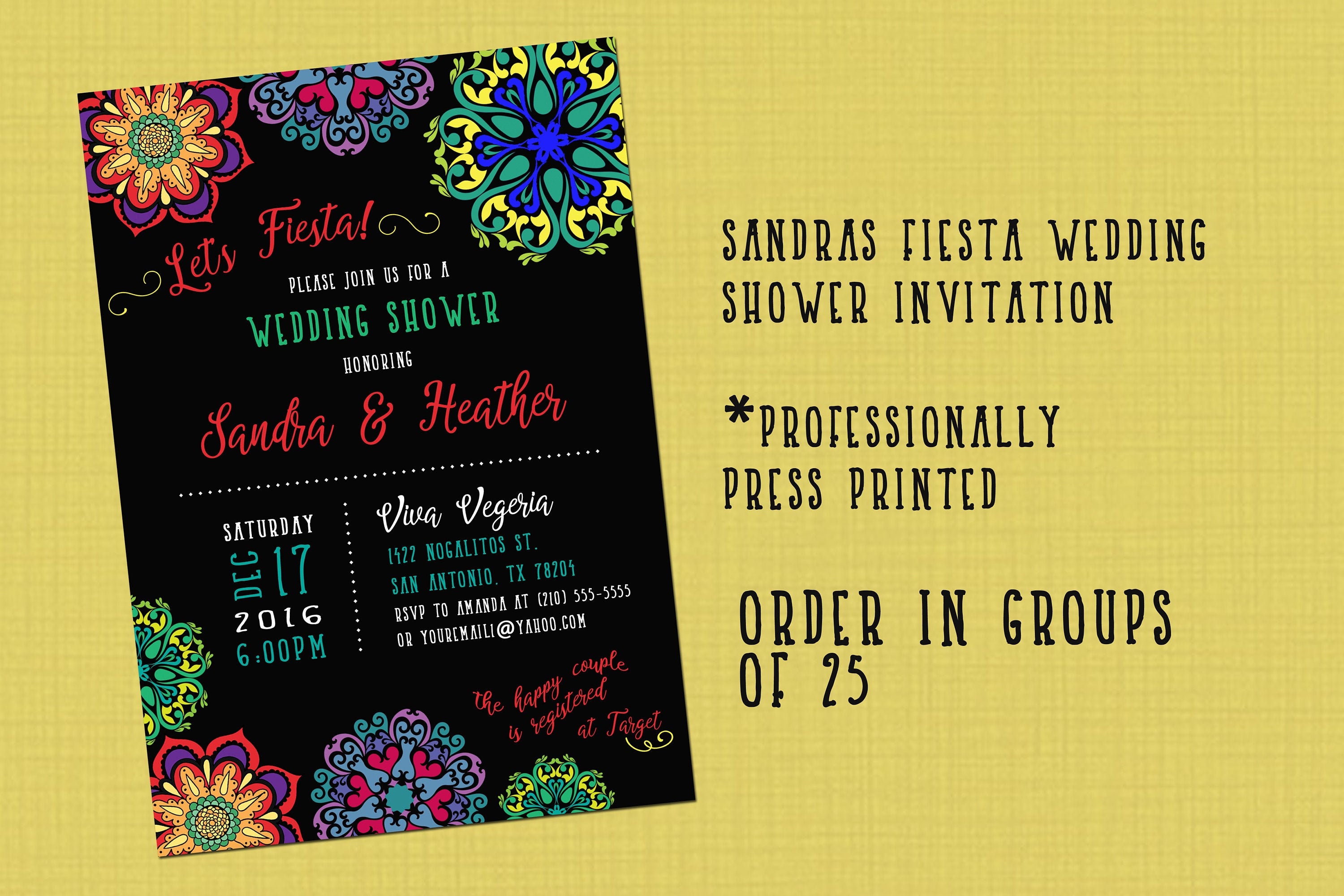 Sandra's Fiesta Bridal Shower Custom Invitation QTY 25 - Etsy