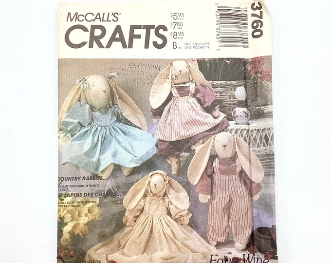 Mccall's Crafts 3760 Stuffed Bunnies & Clothes by Faye Wine - Etsy