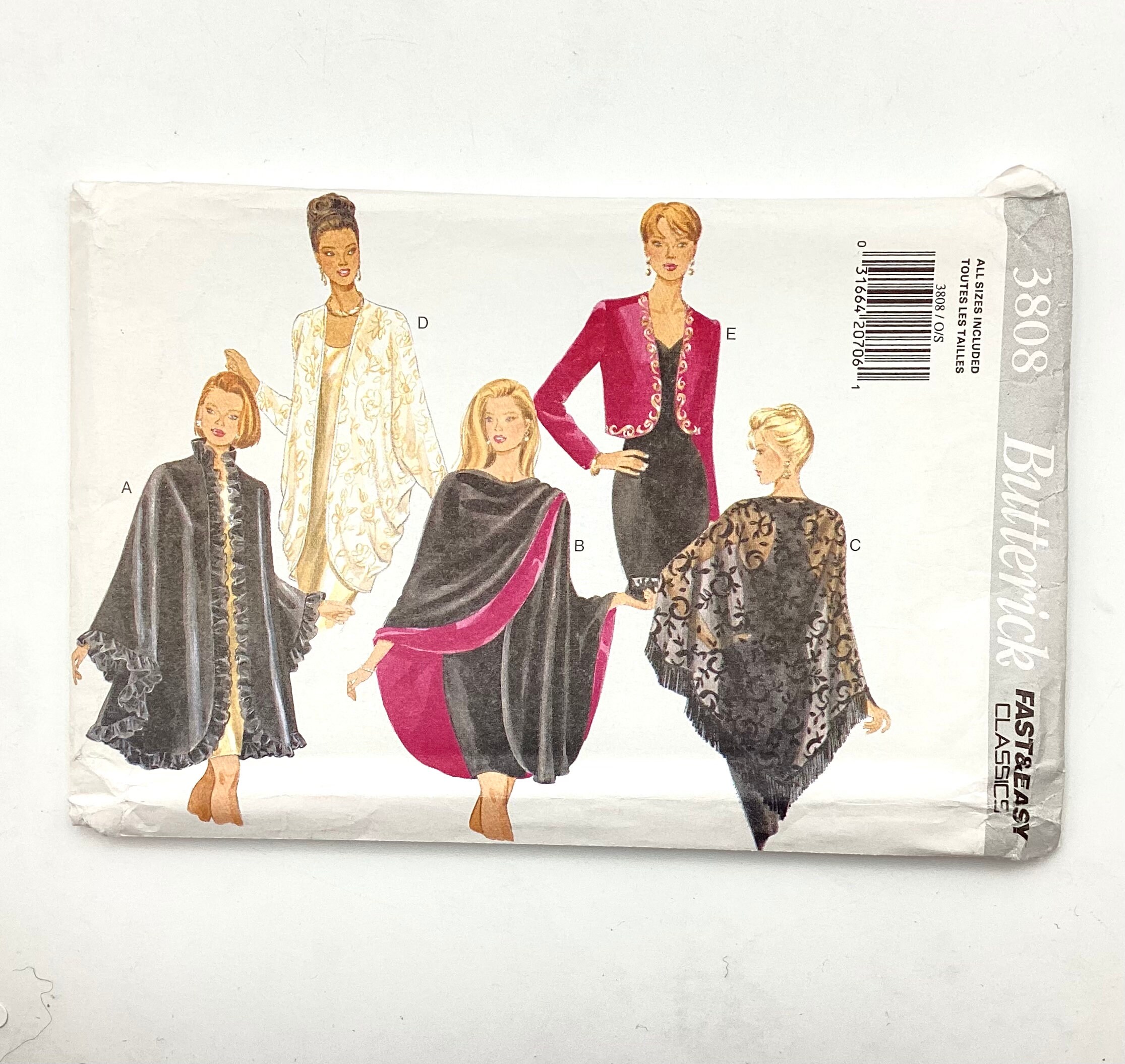 Butterick Sewing Pattern 3808 Cape Shawl & Jacket. One Size. - Etsy