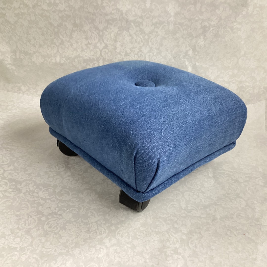 Footstool Puff, Blue Denim Fabric, 12 X 12" X 8” - Etsy