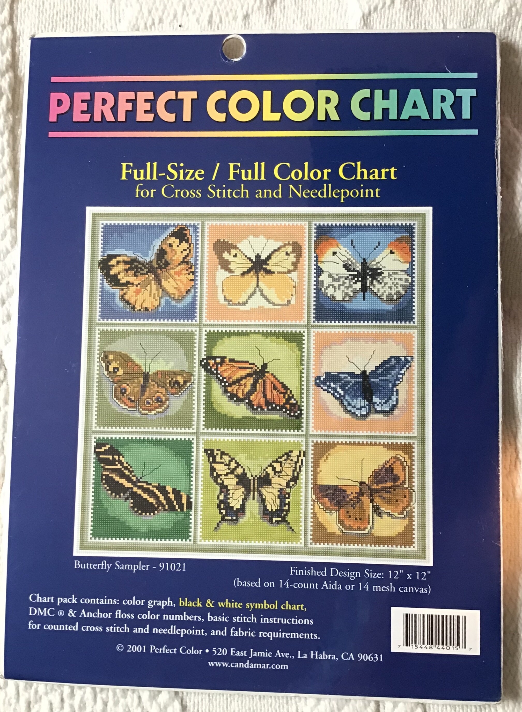 Perfect Color Chart, Cross Stitch Pattern & Instructions, 'butterfly ...