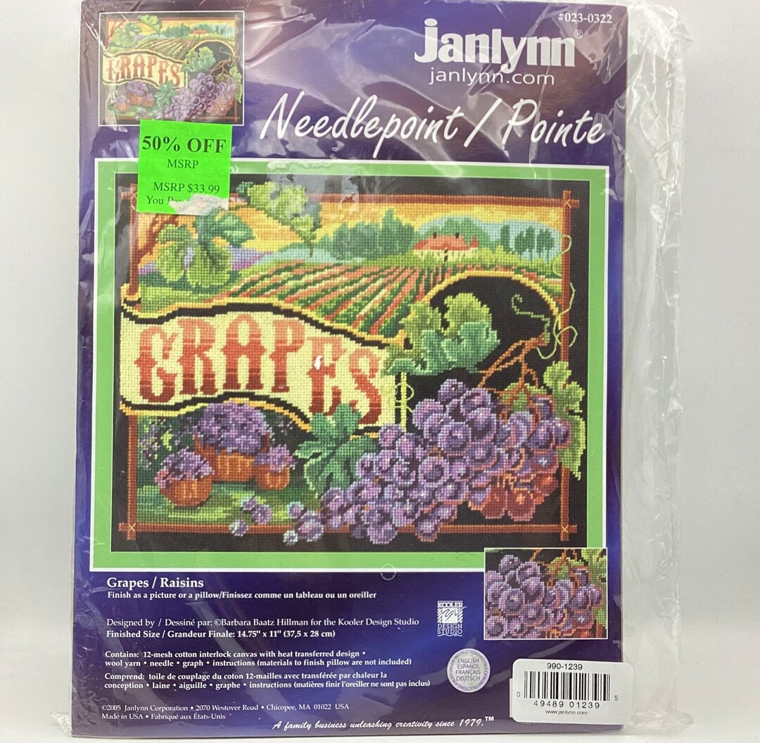 Janlynn Needlepoint Kit #023-0322, 14.75 X11” “GRAPES / RAISINS” - Etsy